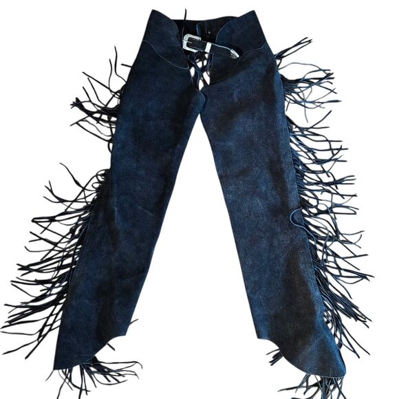 Bottoms | Girls Black Suede Leather Show Chaps Black 224 Inch Waist ...
